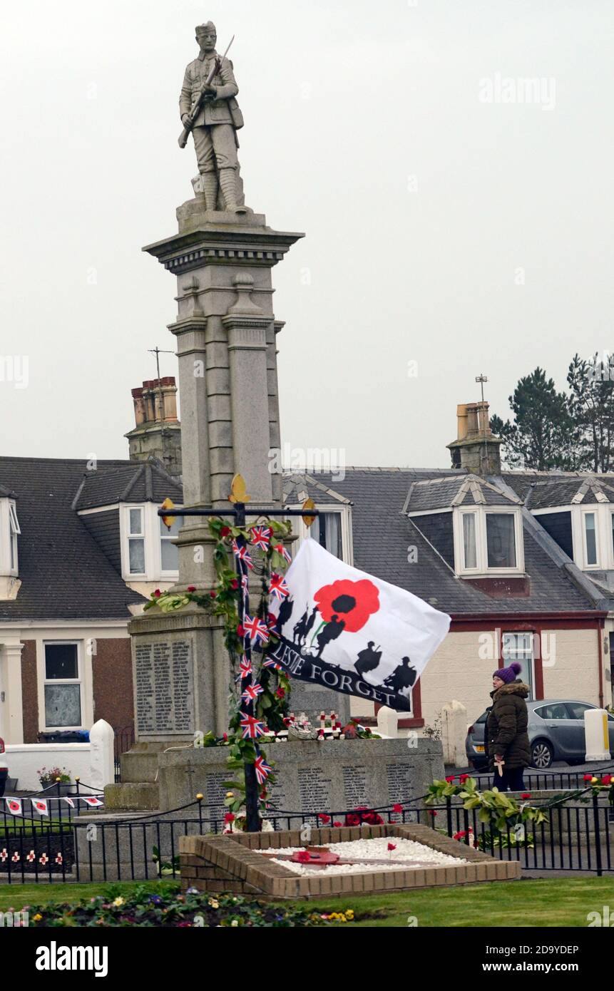 Saltcoats war memorial remembrance Sunday 2020 Stock Photo - Alamy