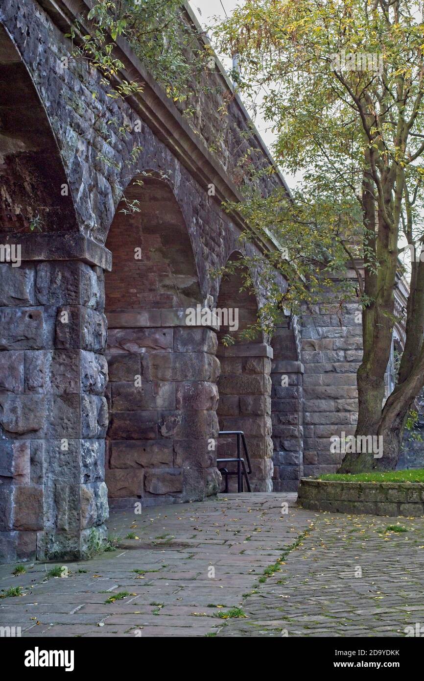 Stone built railway arches in Newcastle upn Tyne captured from The ...