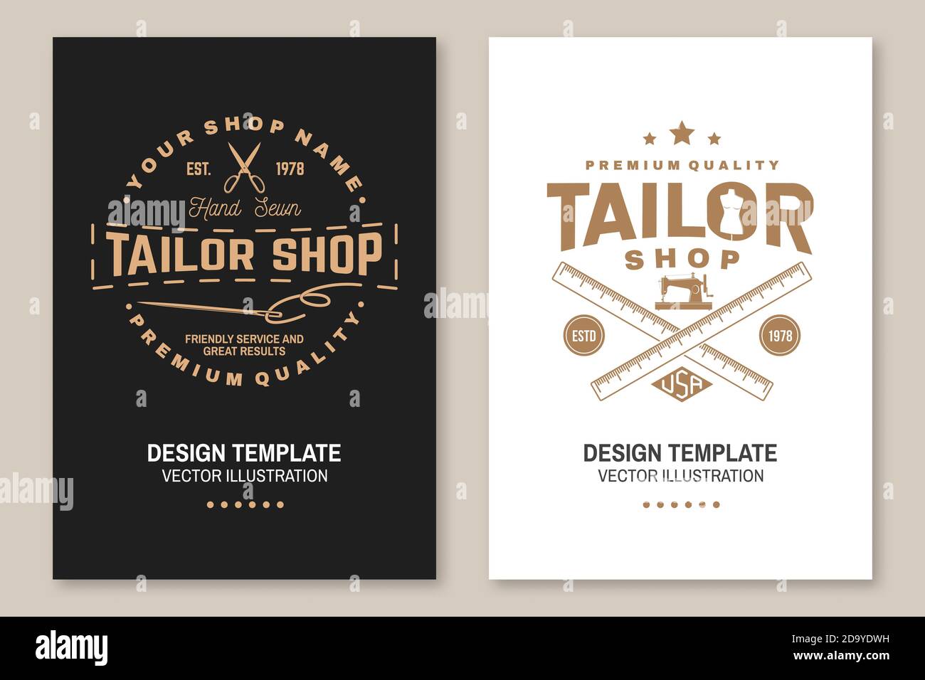 Set of tailor shop covers, invitations, posters, banners, flyers ...