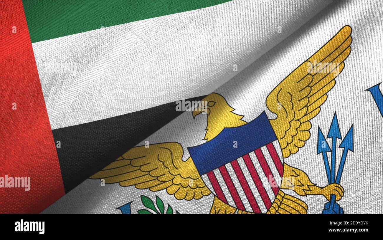 United Arab Emirates and Virgin Islands United States two flags textile ...