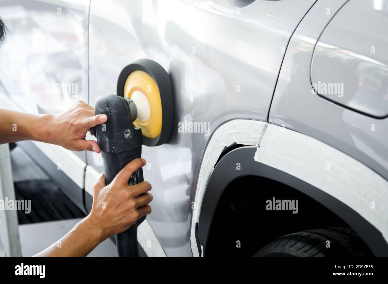 Detail: Polishing the car, preparing the car surface before coating the ...