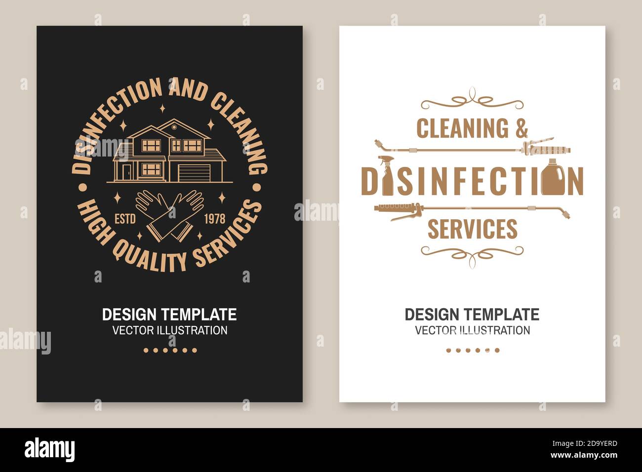 Set of disinfection, cleaning services covers, invitations, posters ...