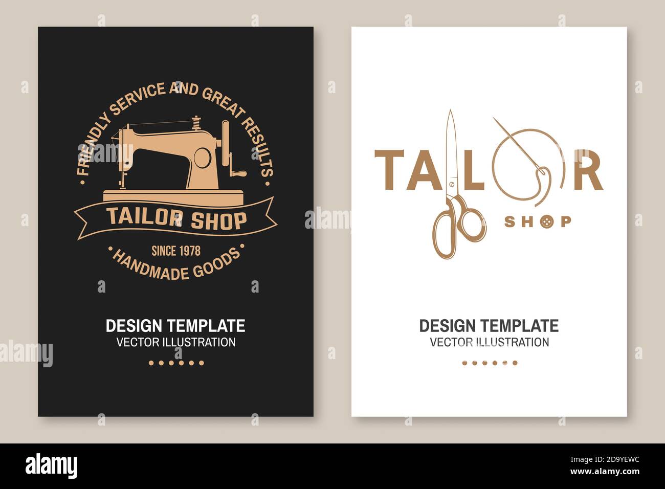Set Of Tailor Shop Covers Invitations Posters Banners Flyers