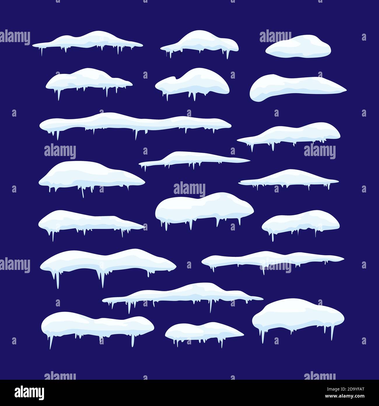 Set of snow caps, icicles and snow drifts vector illustration Stock ...
