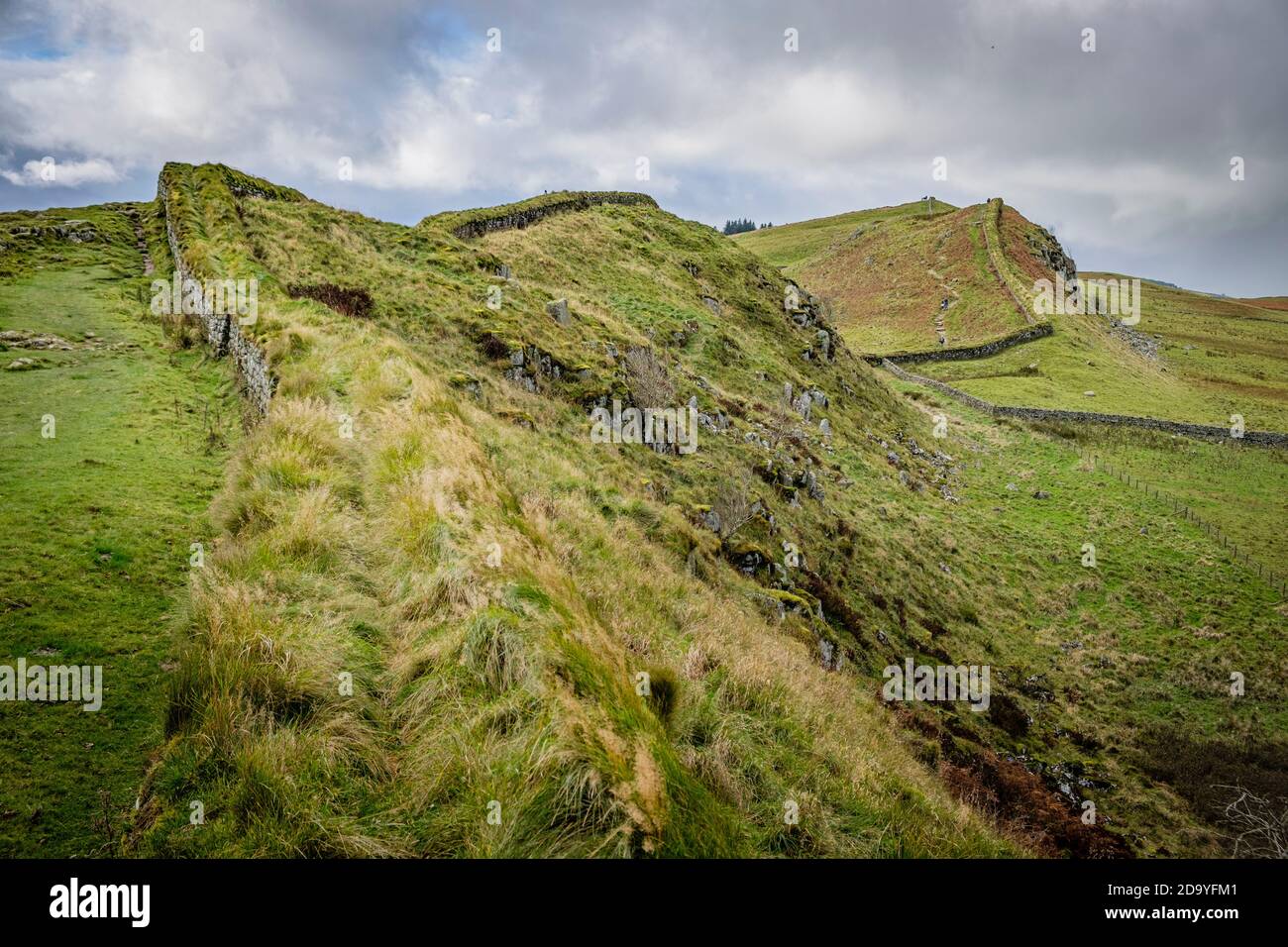 Hadrians Wall, Near Housesteads Roman Fort, Northumberland, UK Stock ...