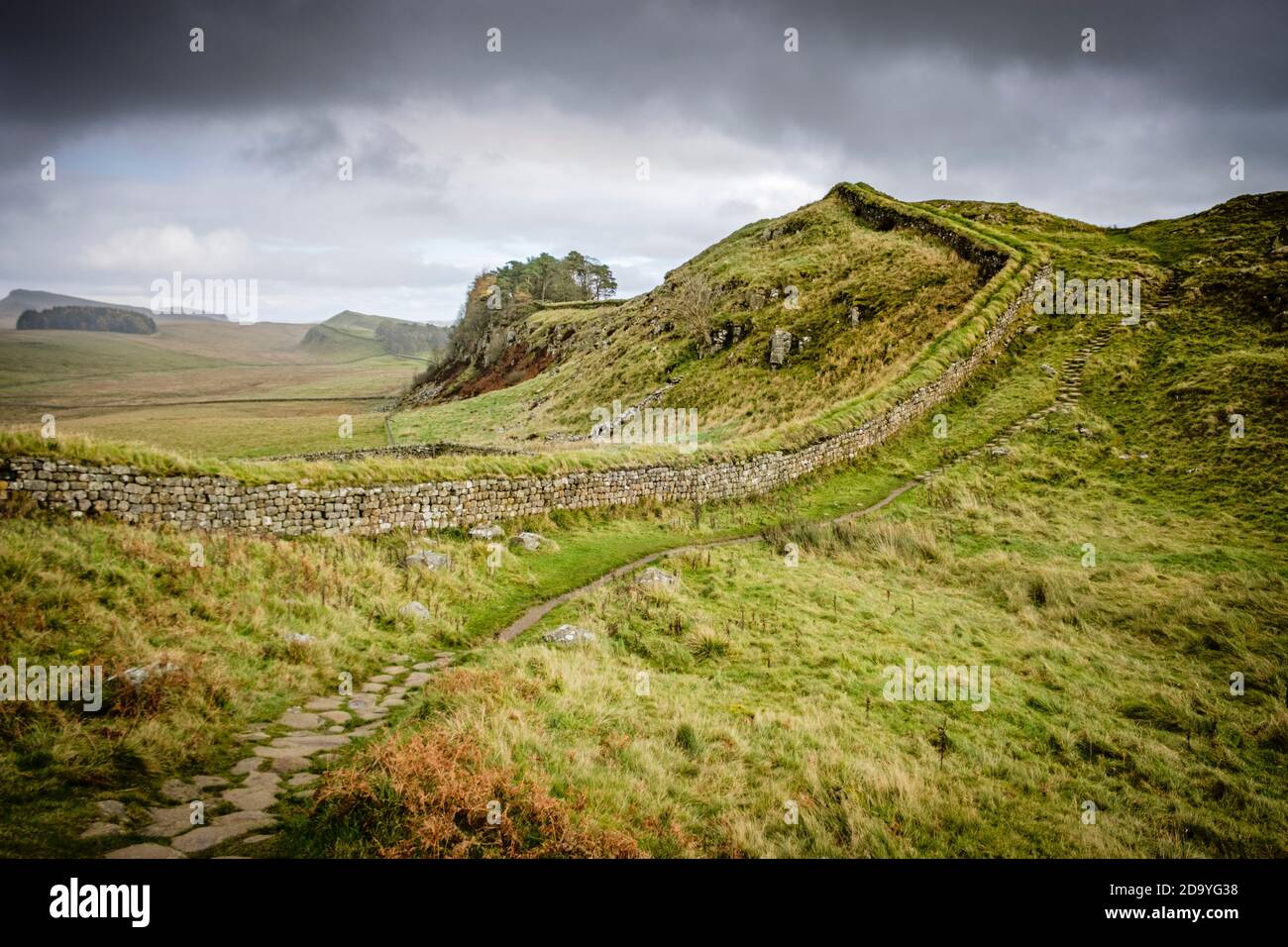 Hadrians Wall, Near Housesteads Roman Fort, Northumberland, UK Stock ...