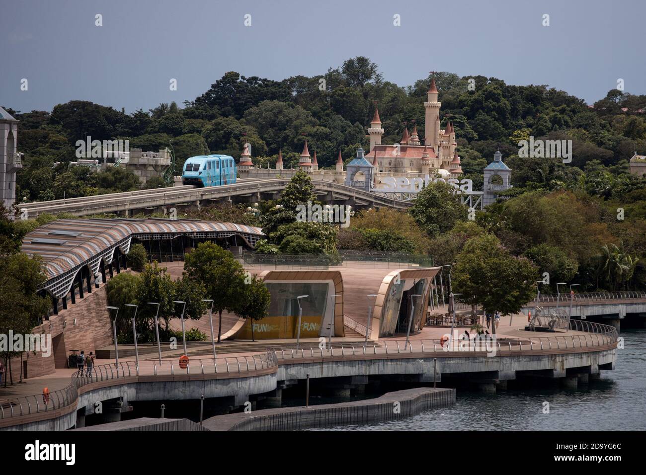 View of the Sentosa Express, a monorail line connecting Sentosa island ...
