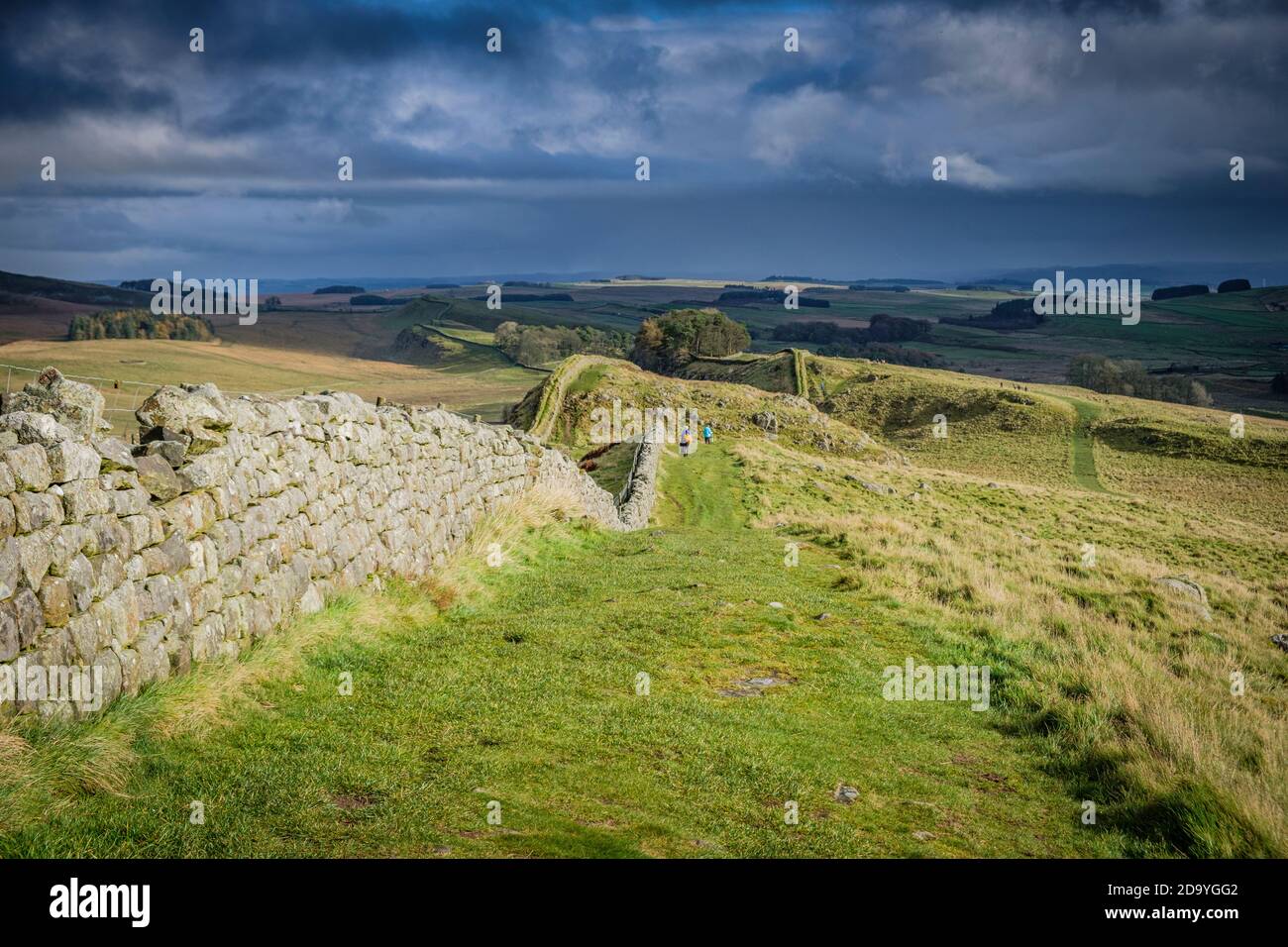 Hadrians Wall, Near Housesteads Roman Fort, Northumberland, UK Stock ...
