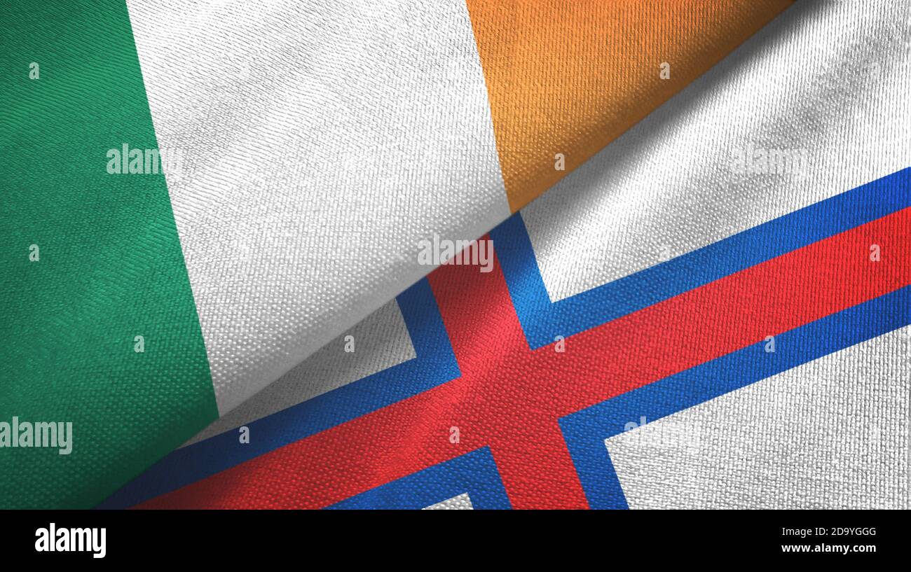Ireland and Faroe Islands two flags textile cloth, fabric texture Stock ...