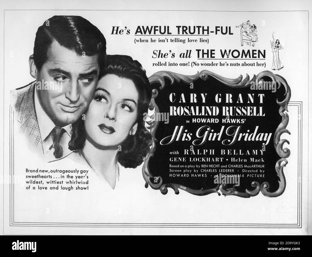 Cary Grant And Rosalind Russell In His Girl Friday 1940 Director Howard