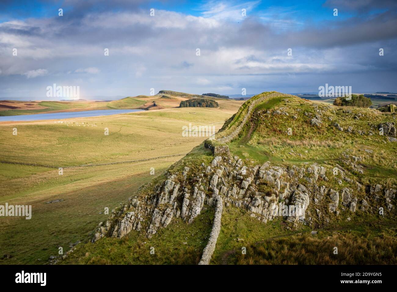 Hadrians Wall, Near Housesteads Roman Fort, Northumberland, UK Stock ...