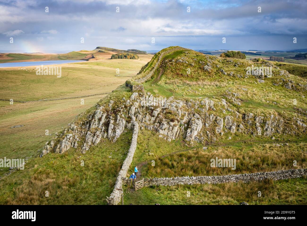Hadrians Wall, Near Housesteads Roman Fort, Northumberland, UK Stock ...