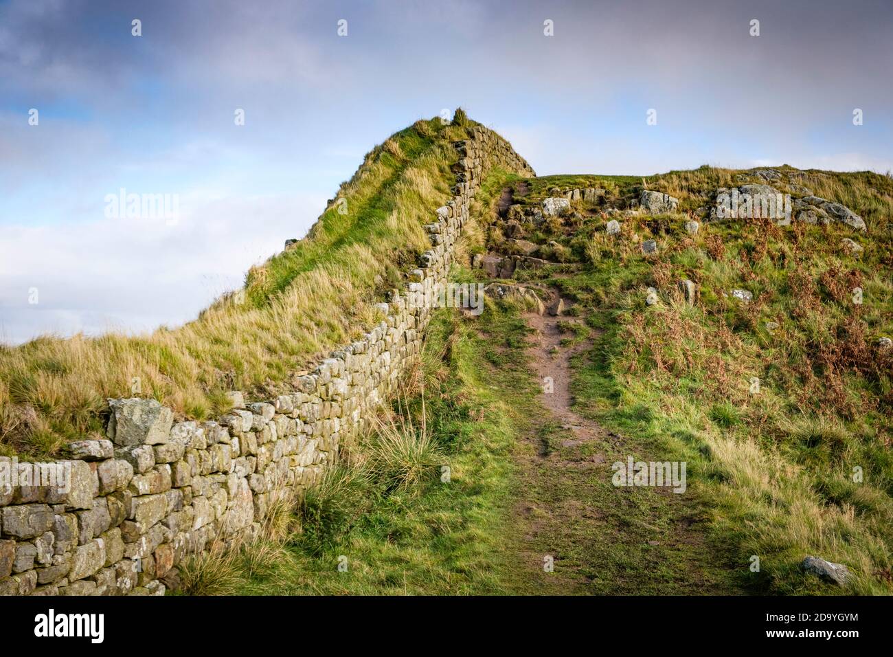 Hadrians Wall, Near Housesteads Roman Fort, Northumberland, UK Stock ...