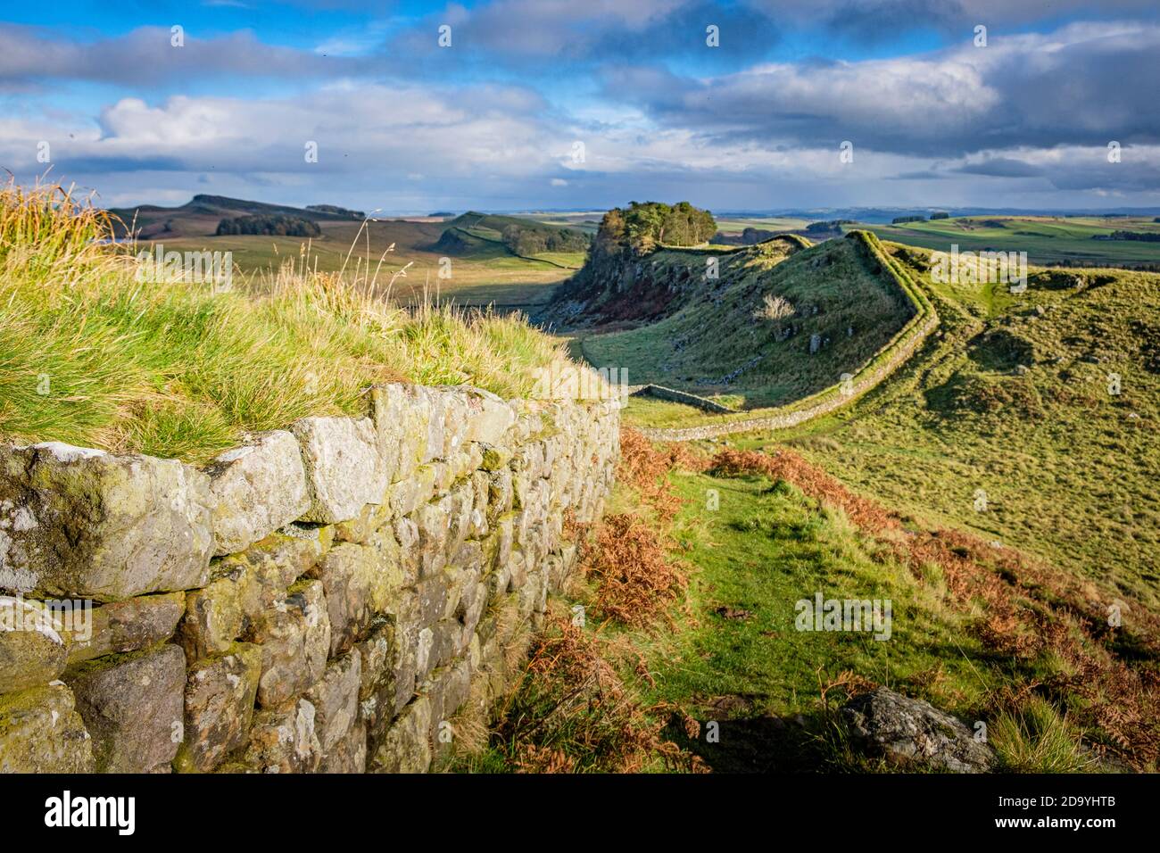 Hadrians Wall, Near Housesteads Roman Fort, Northumberland, UK Stock ...