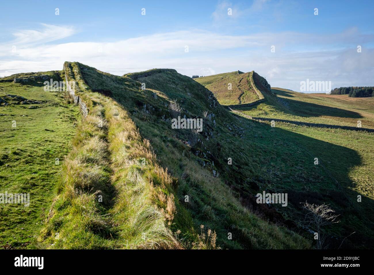 Hadrians Wall, Near Housesteads Roman Fort, Northumberland, UK Stock ...