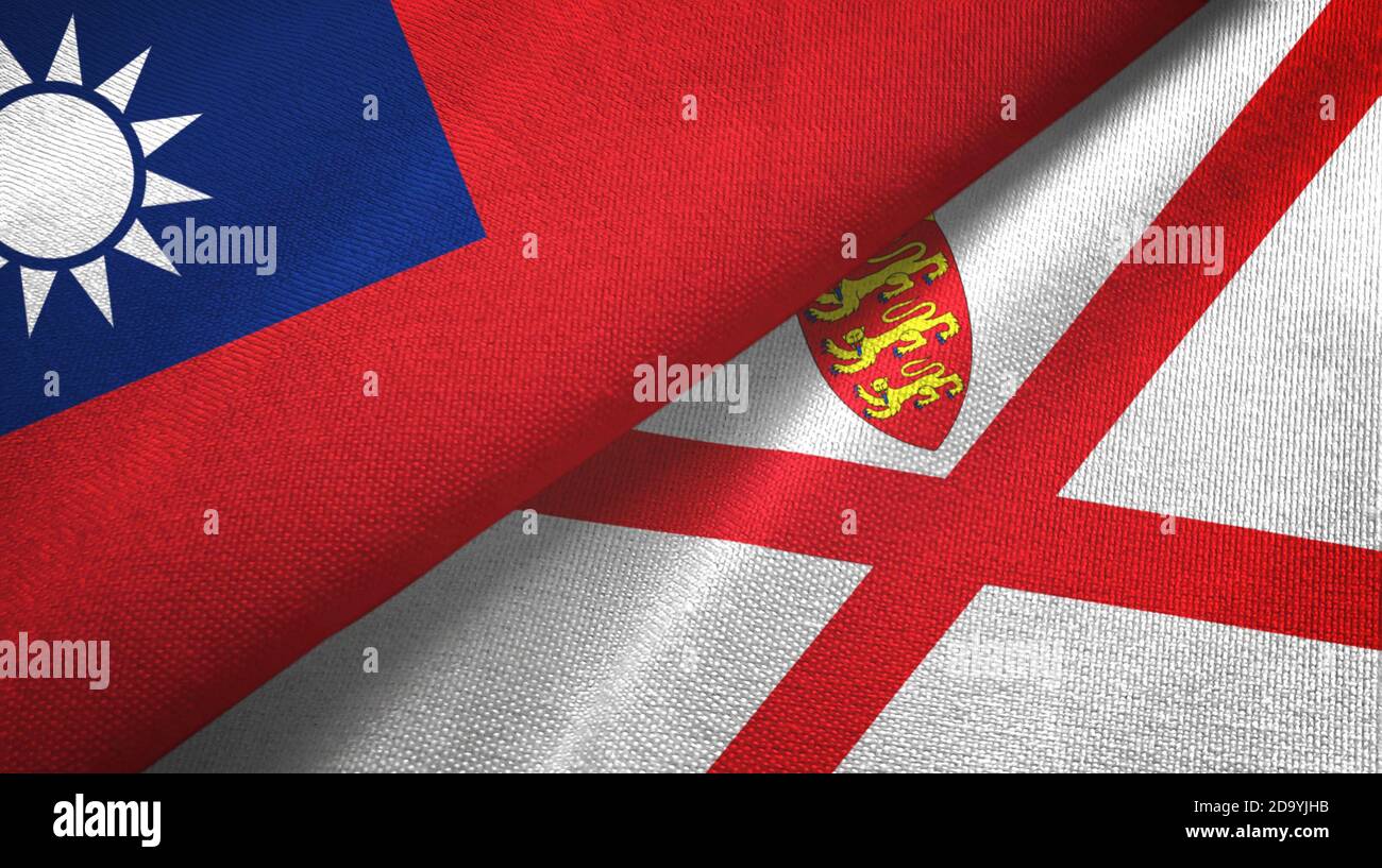 Taiwan and Jersey two flags textile cloth, fabric texture Stock Photo ...