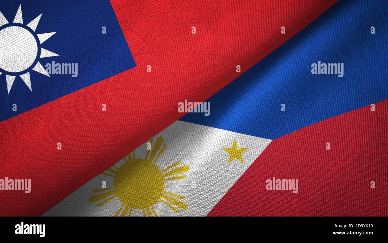 Taiwan and Philippines two flags textile cloth, fabric texture Stock ...