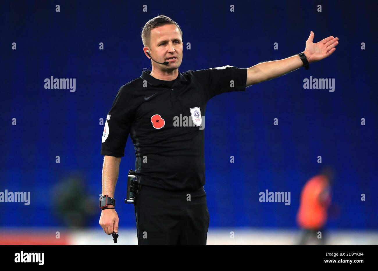 Referee David Webb during the Sky Bet Championship match at the Cardiff ...