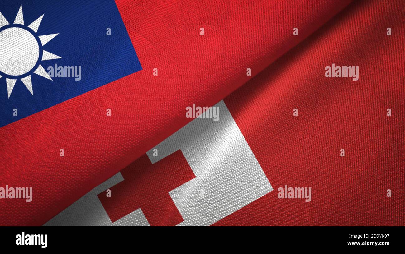 Taiwan and Tonga two flags textile cloth, fabric texture Stock Photo ...