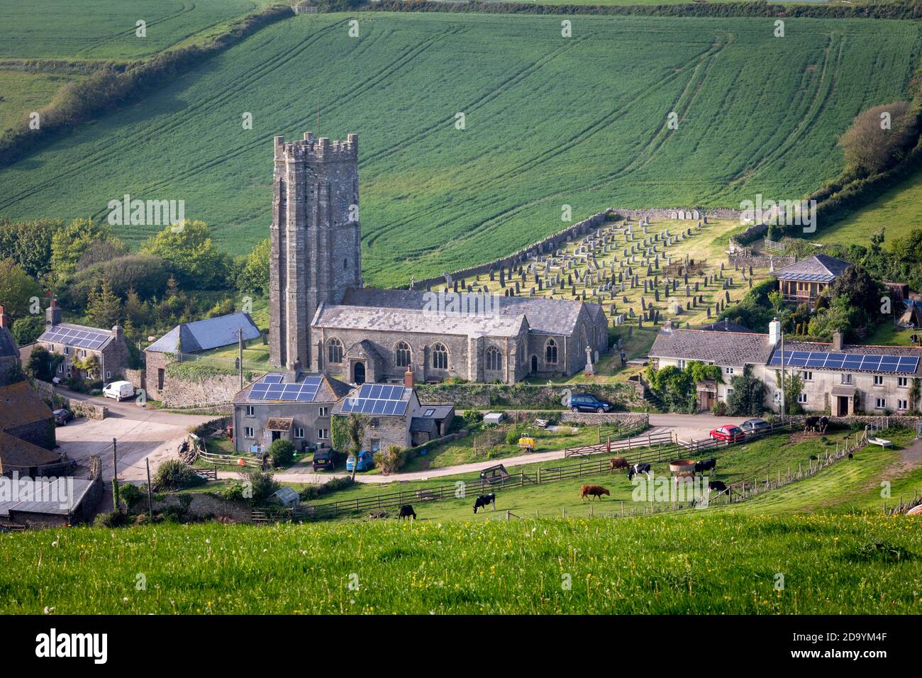 Chivelstone Church, Chivelstone, Devon, showing the graveyard and the ...