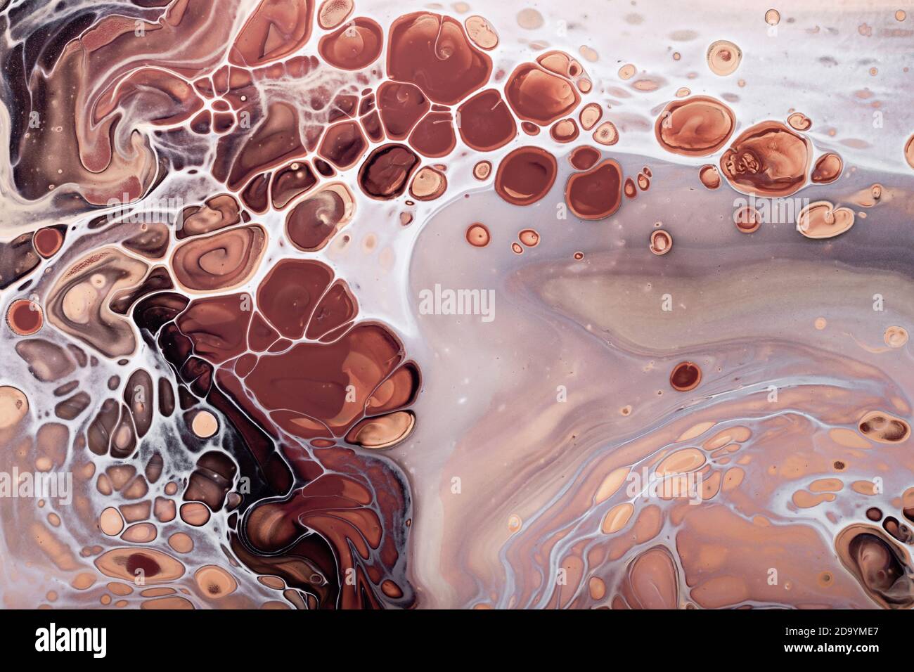 Acrylic Fluid Art. Brown bubbles and beige waves Abstract stone ...