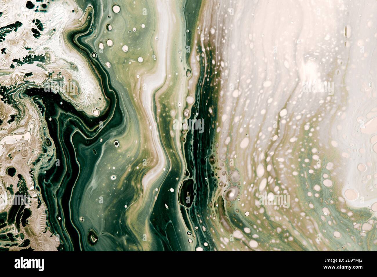Abstract muted green bubbles and waves. Acrylic Fluid Art. Art Deco ...