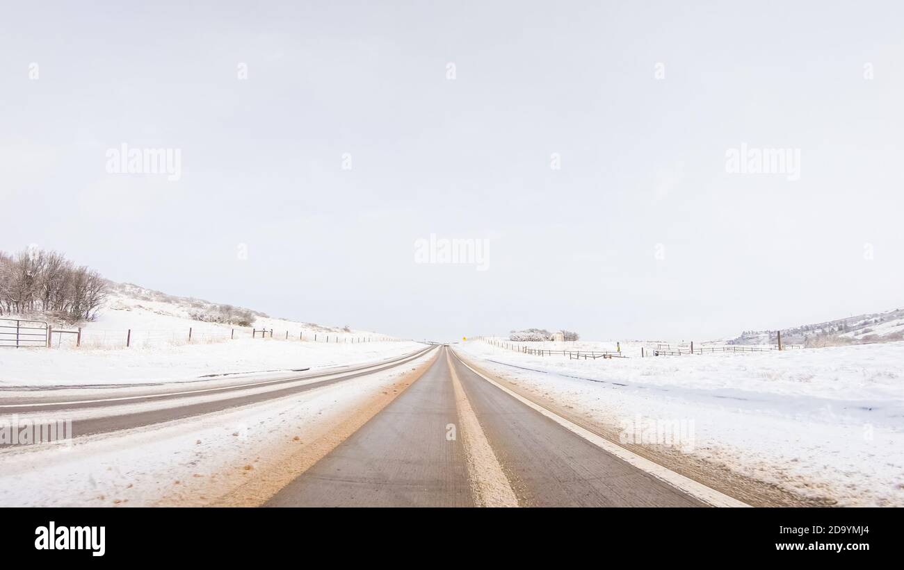 Driving on typical paved rural roads in suburban America Stock Photo ...