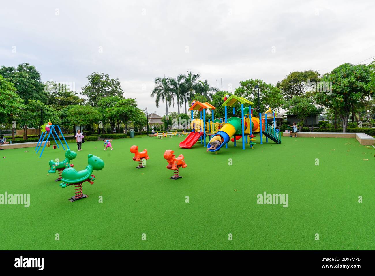 Big playground in the park Stock Photo - Alamy