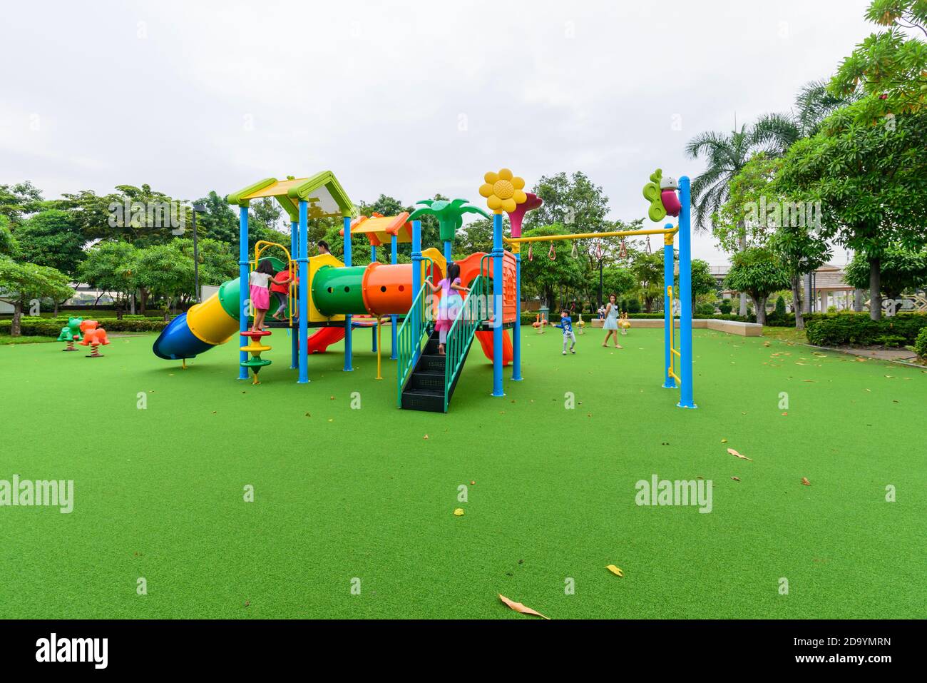 Big playground in the park Stock Photo - Alamy