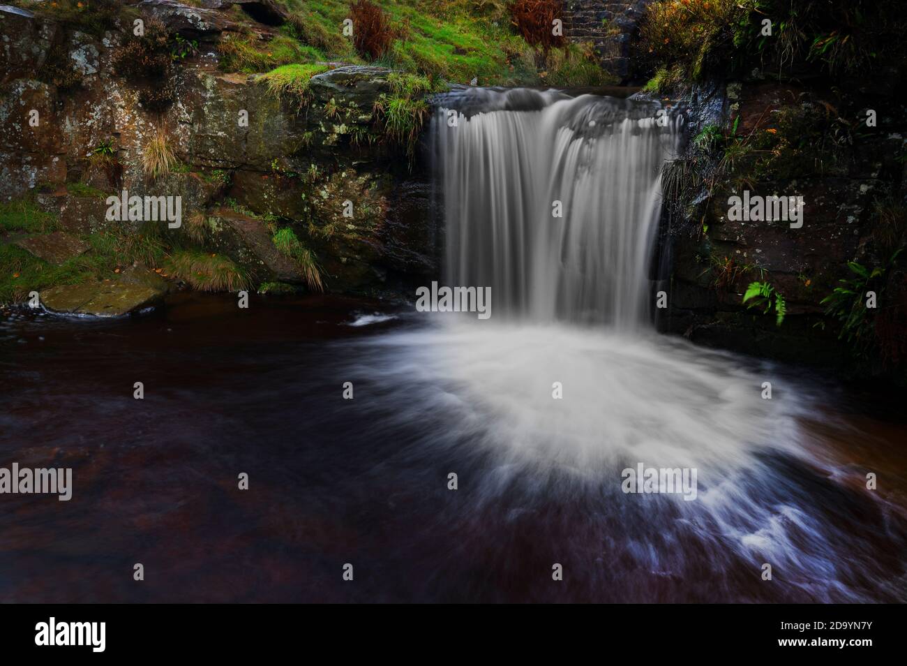The waterfalls of the River Dane at Three Shires Head, the Peak ...