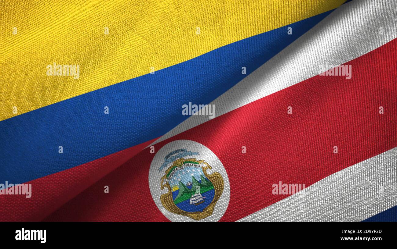 Colombia and Costa Rica two flags textile cloth, fabric texture Stock ...