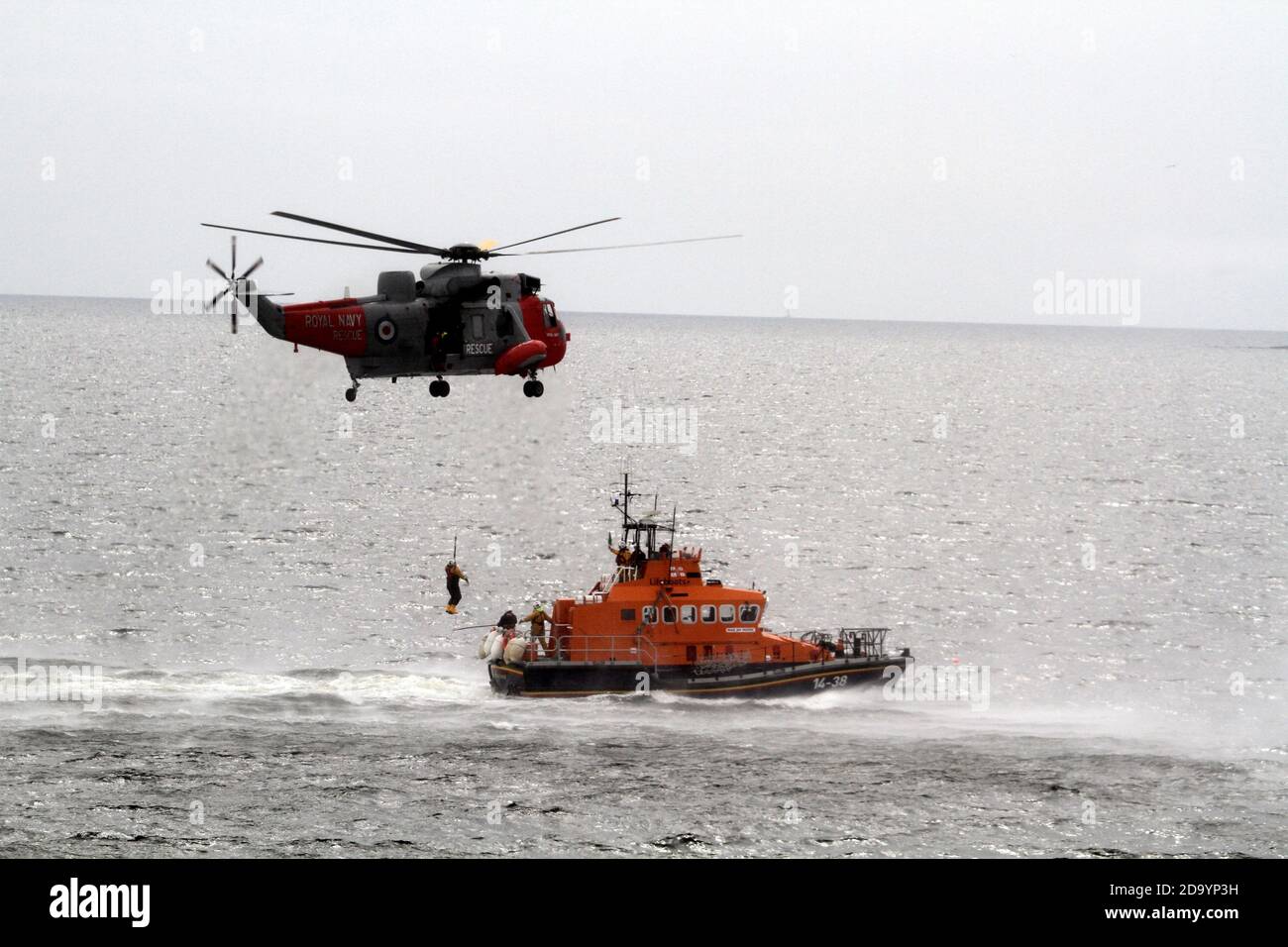 Troon, Ayrshire, Scotland . A RNLI joint exercise display with ...