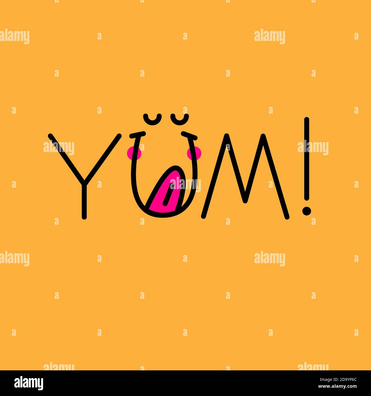 Yum, yum-yum sticker. Banner with funny licking face Stock Vector Image ...