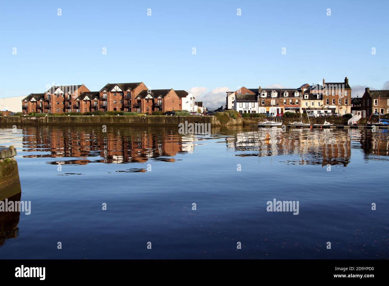 Ayr, Ayrshire, Scotland, UK. North side of the harbour with a mixture ...