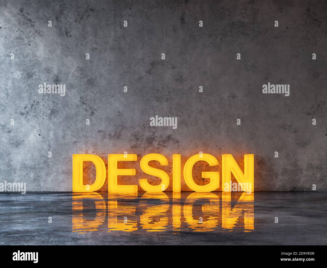 Design glowing text on grey concrete background 3d render 3d ...
