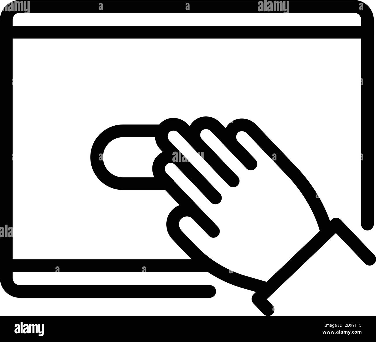 Hand touch tablet icon. Outline hand touch tablet vector icon for web ...
