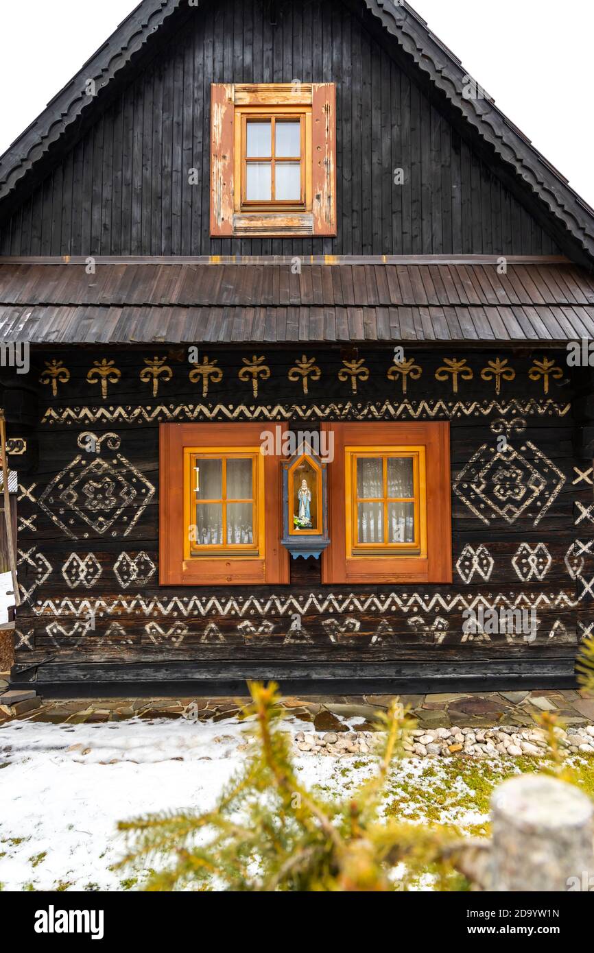 Painted folk house, UNESCO village Cicmany in Slovakia Stock Photo - Alamy