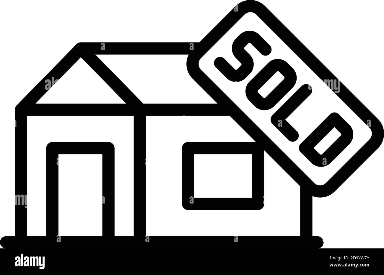 Sold house icon. Outline sold house vector icon for web design isolated ...