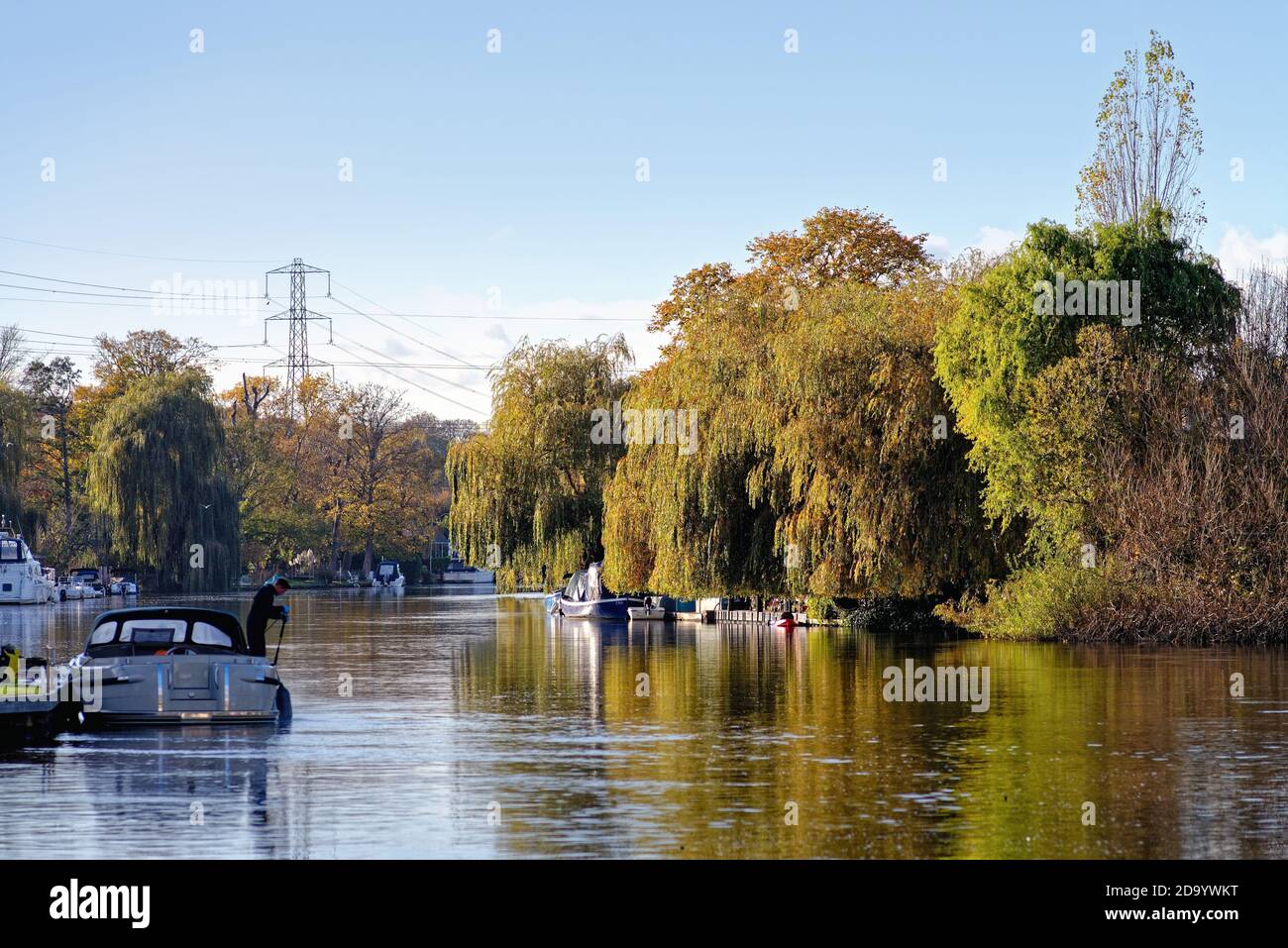 Pharaohs Island on the River Thames at Shepperton on a sunny autumn day ...