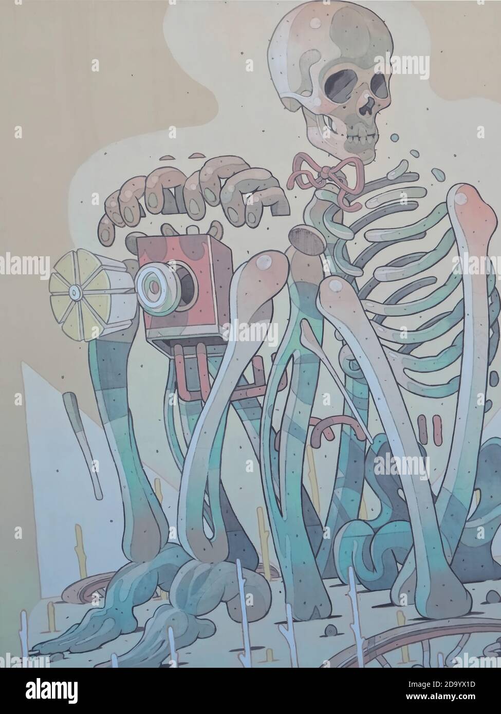 Skelet Graffiti Aryz New Big Wall Painting In Cologne, Germany