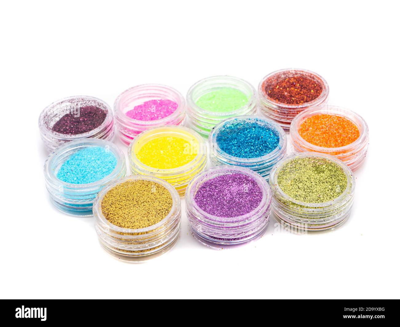 Glitter paint cans isolated on white background Stock Photo - Alamy