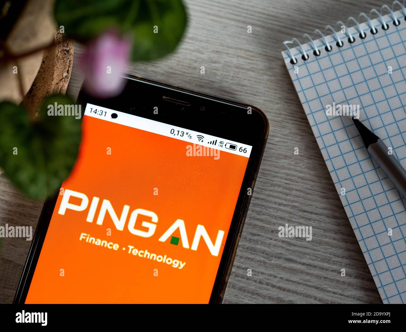 In this photo illustration a Ping An Insurance Group logo is seen ...