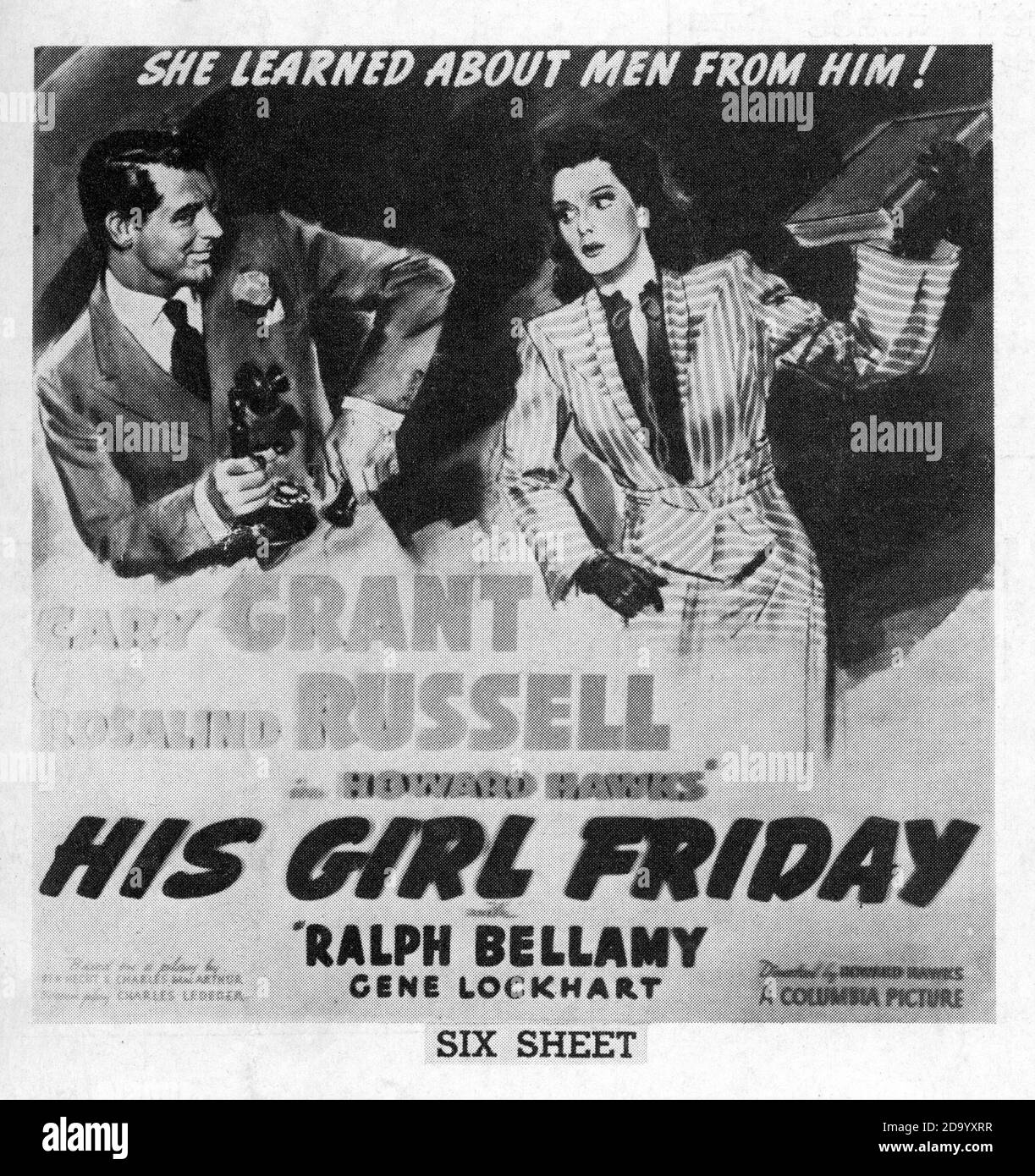 Cary Grant And Rosalind Russell In His Girl Friday 1940 Director Howard