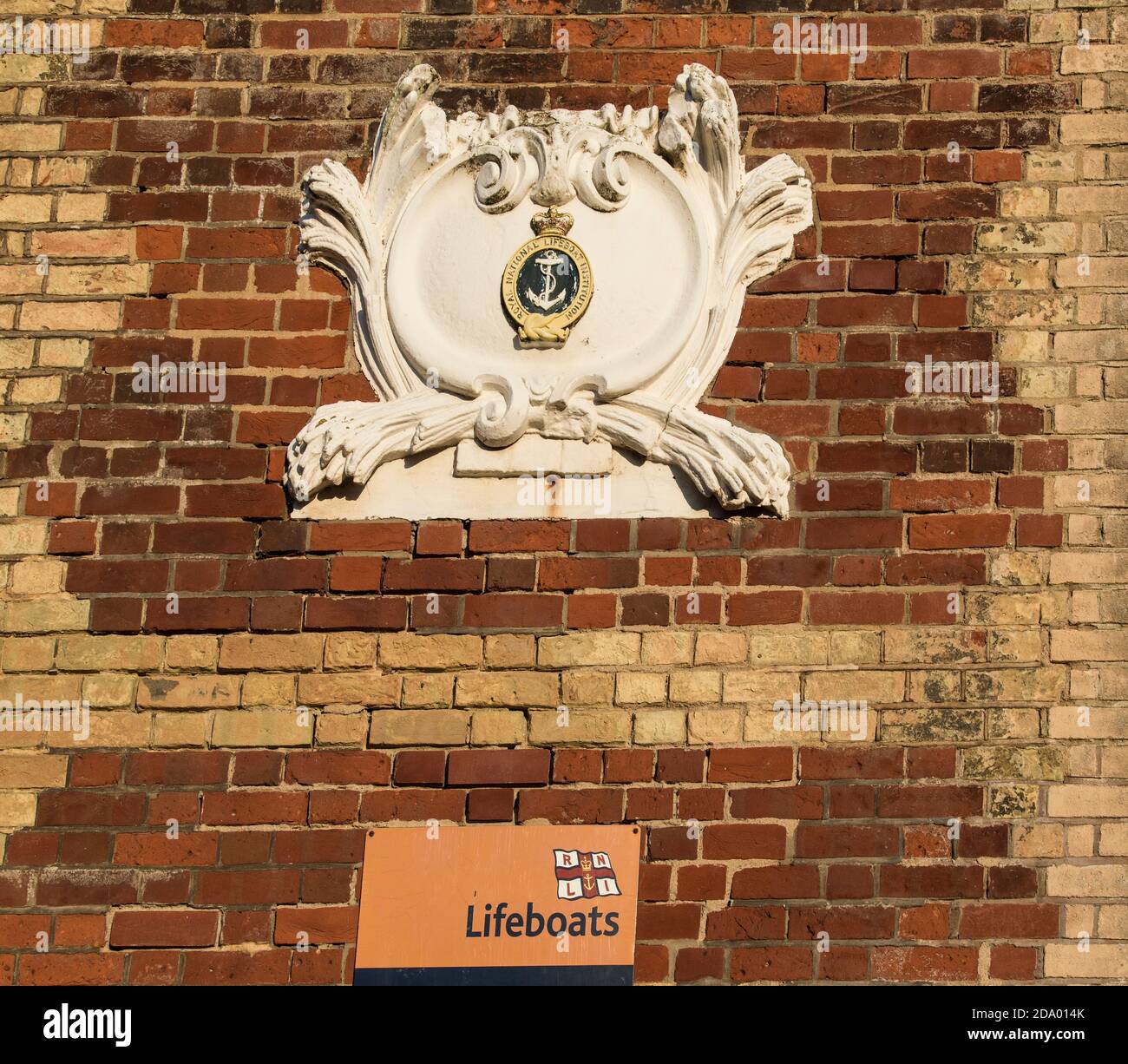 Aldburgh, RNLI sign on lifeboat tower,, Suffolk, Aldeburgh Stock Photo ...