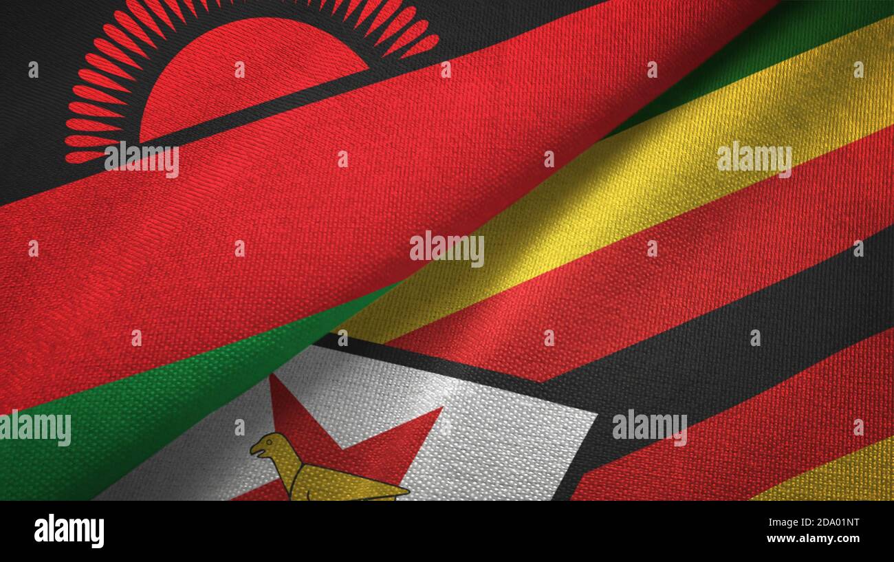 Malawi and Zimbabwe two flags textile cloth, fabric texture Stock Photo ...