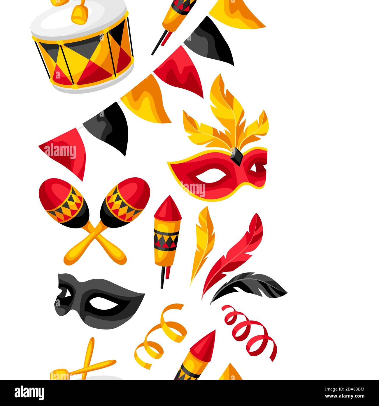 Carnival party seamless pattern with celebration icons, objects and ...
