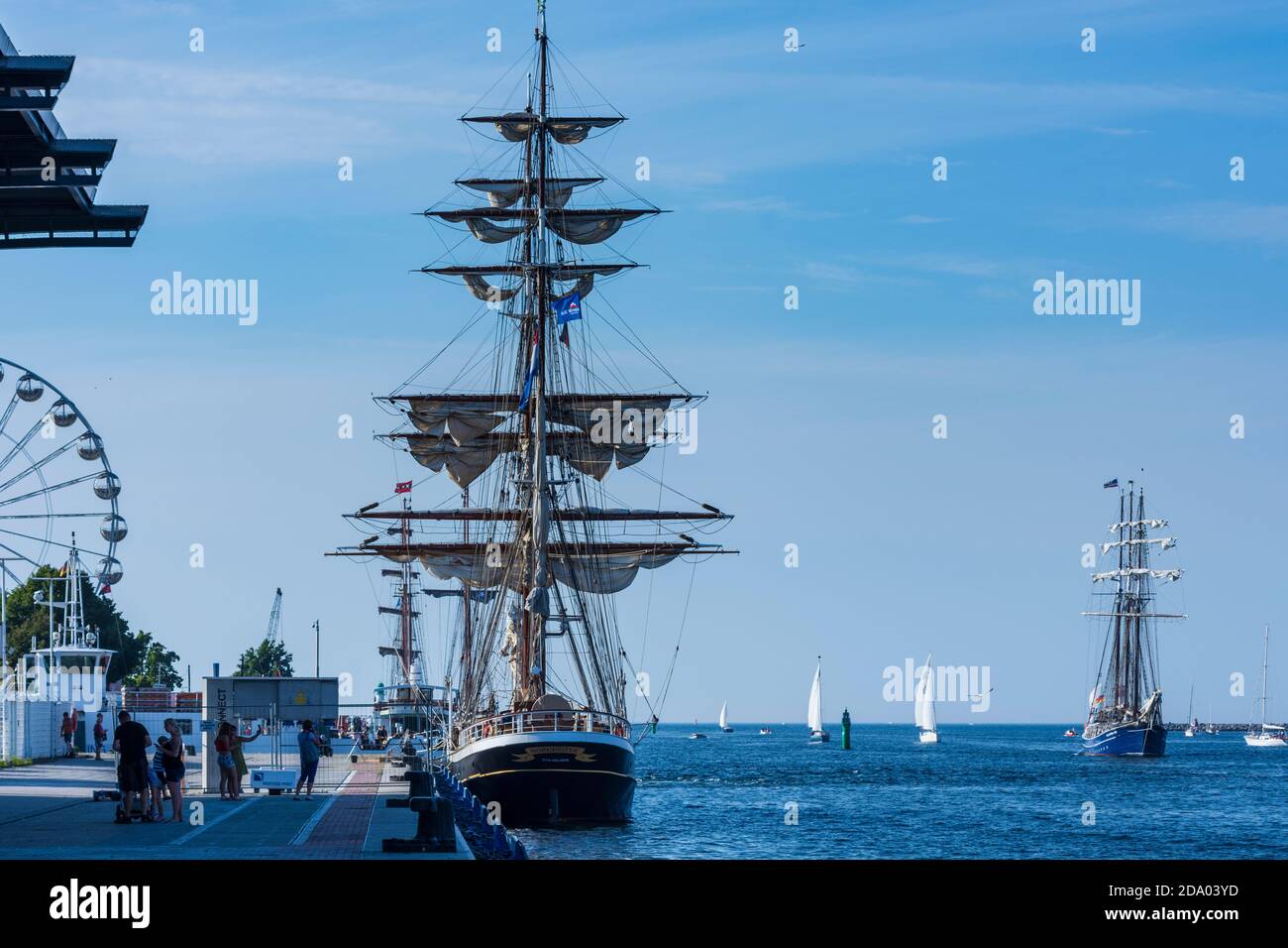 Rostock: district Warnemünde, historic sailship, Ostsee (Baltic Sea ...