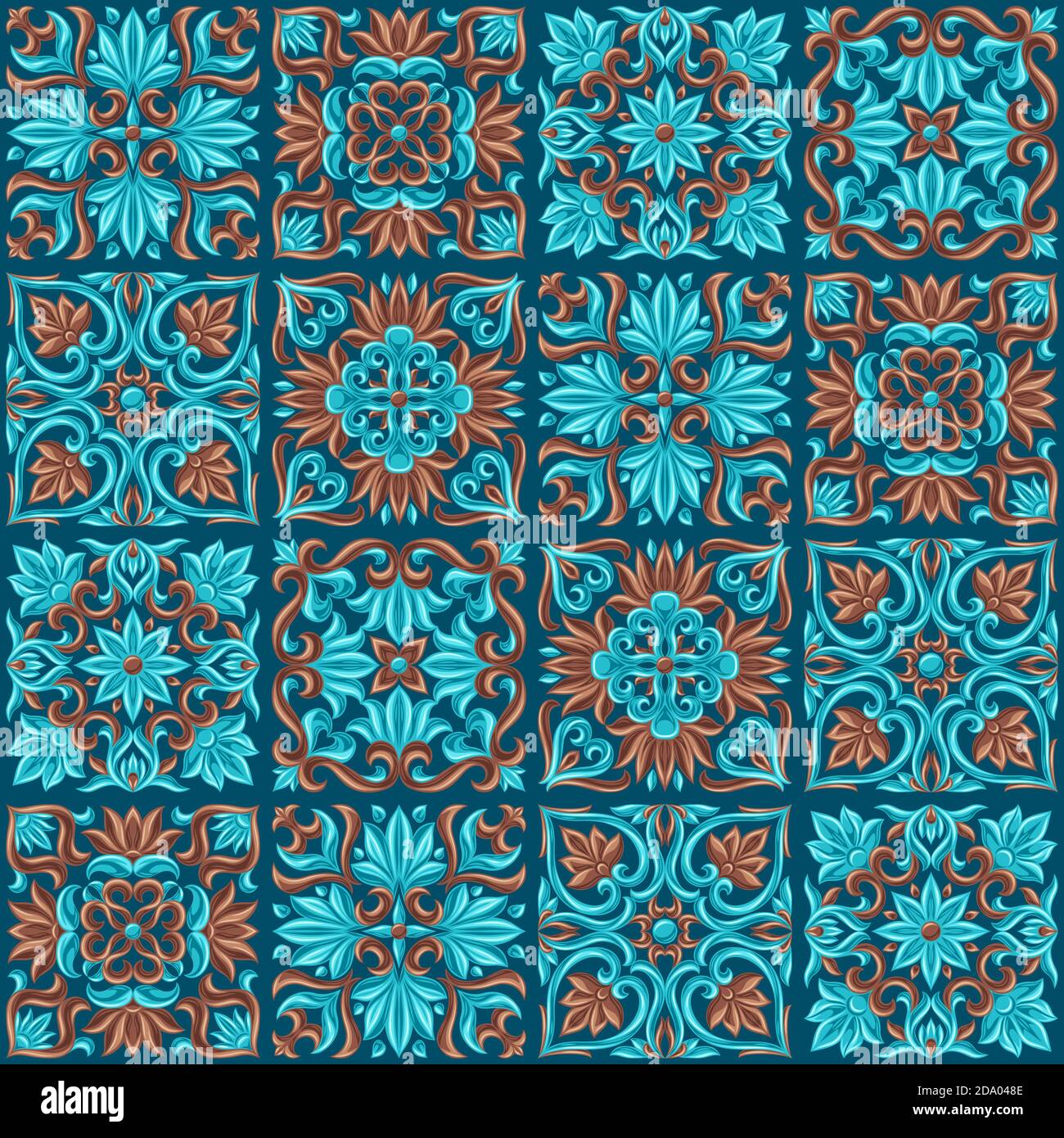Italian ceramic tile seamless pattern. Mediterranean porcelain pottery ...