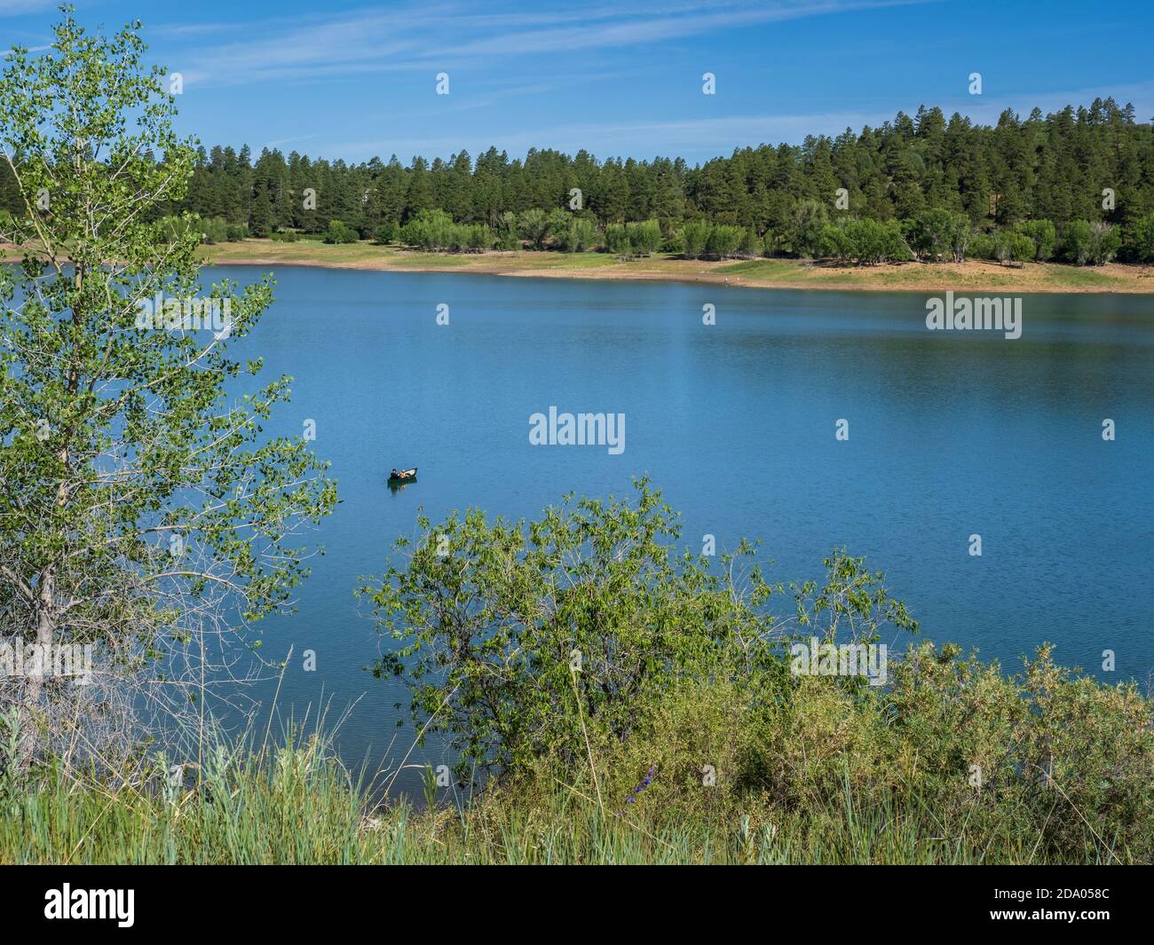 Canoe in the water, Jackson Gulch Reservoir, Mancos State Park, Mancos ...