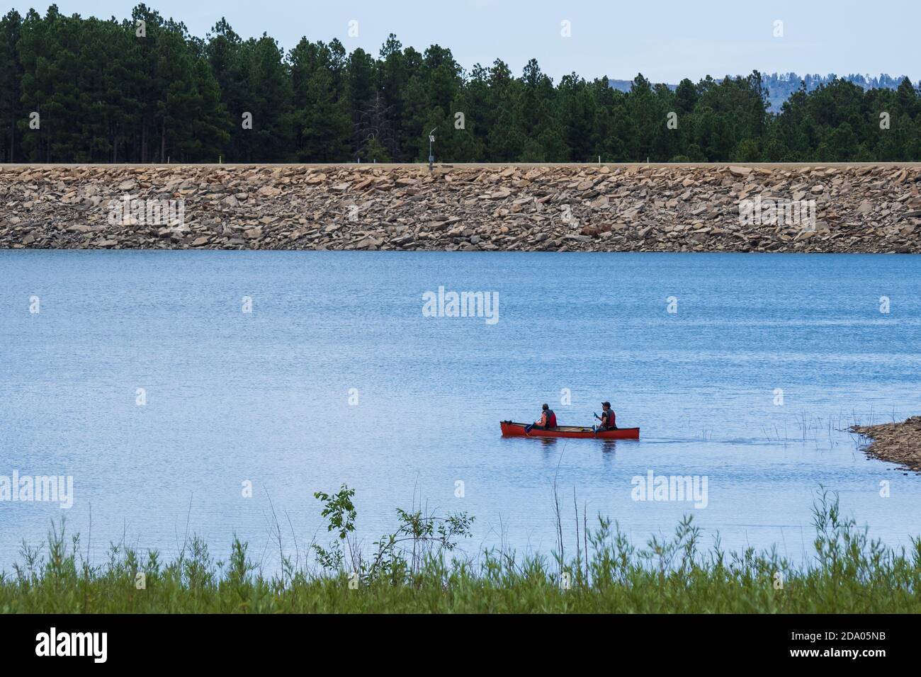 Canoe in the water, Jackson Gulch Reservoir, Mancos State Park, Mancos ...